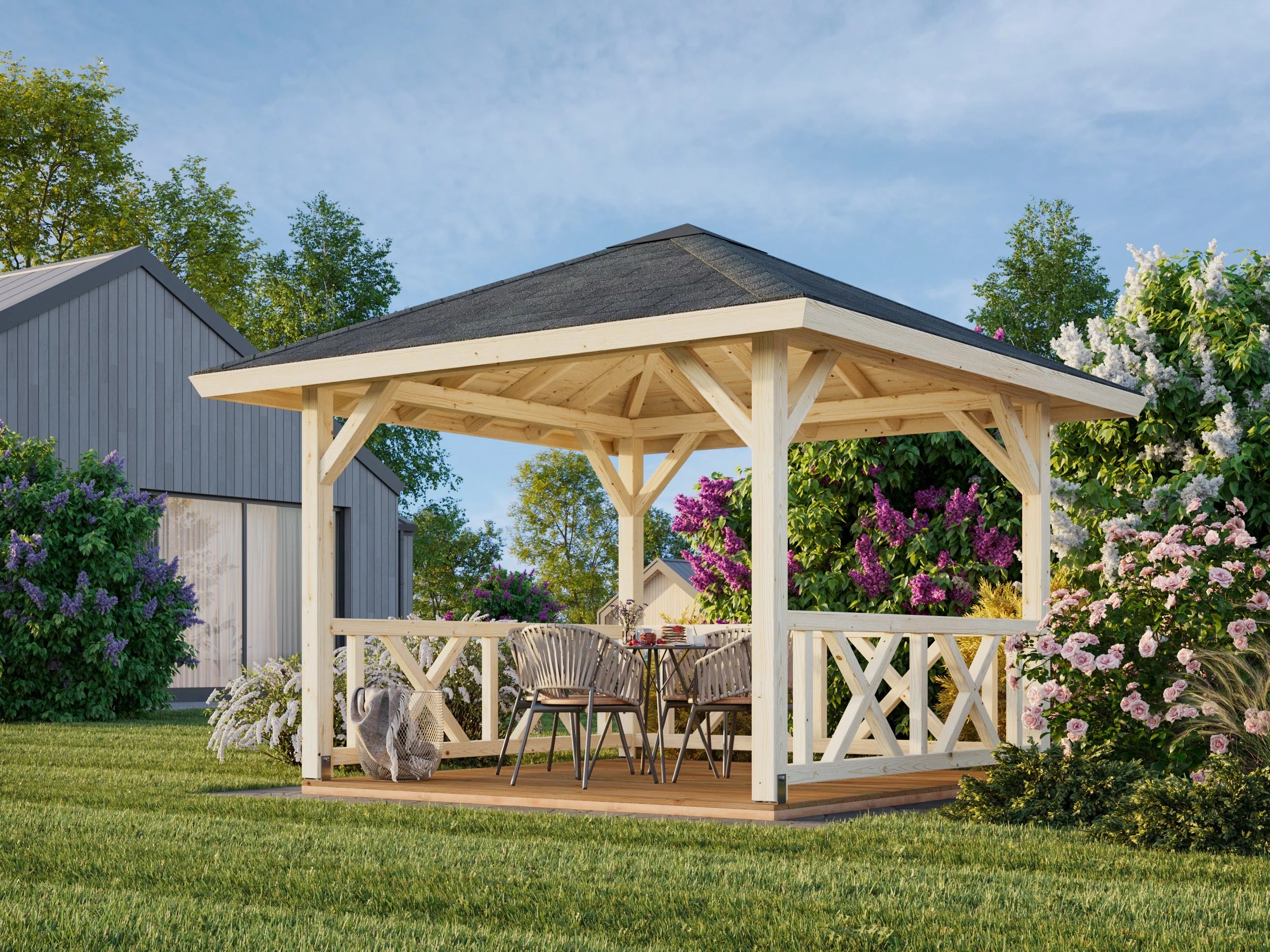 Perth 3.0x3.0m Gazebo | Square Timber Shelter | Log Cabin Store UK ...